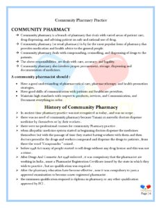Community Pharmacy and Management Notes – FDSPharmacy