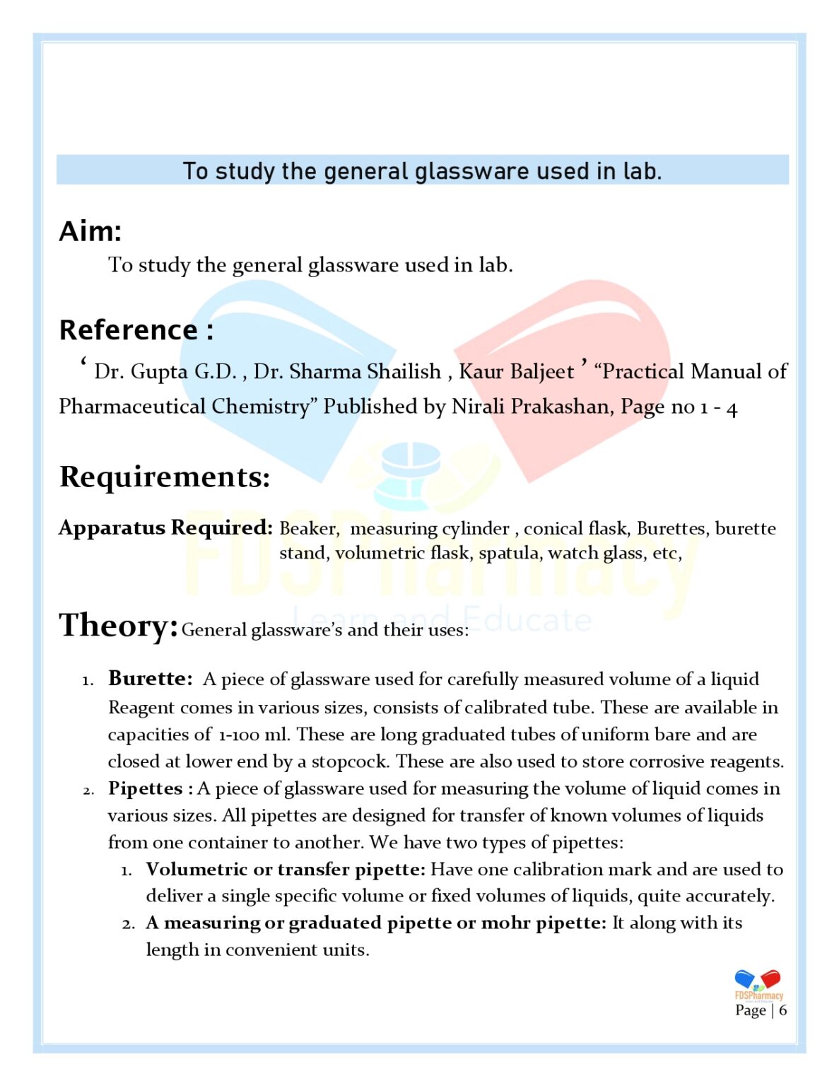 Pharmaceutical Chemistry Practical Manual – FDSPharmacy