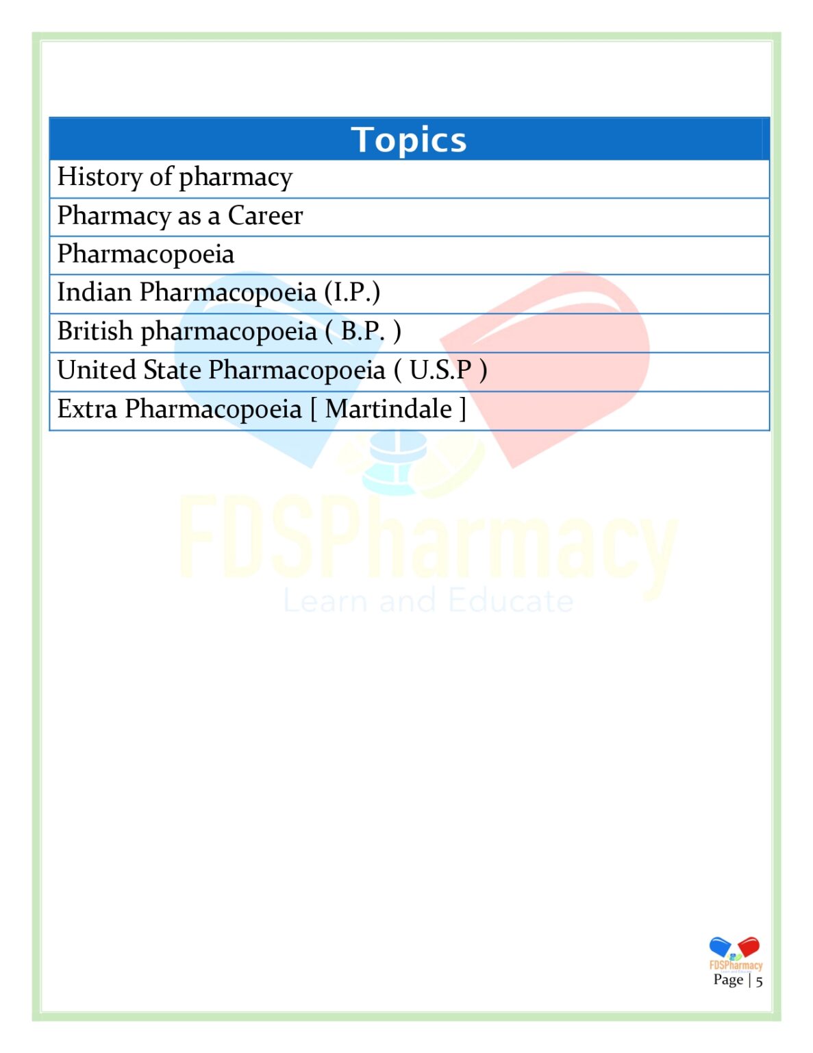 D.Pharmacy 1st Year Notes – FDSPharmacy