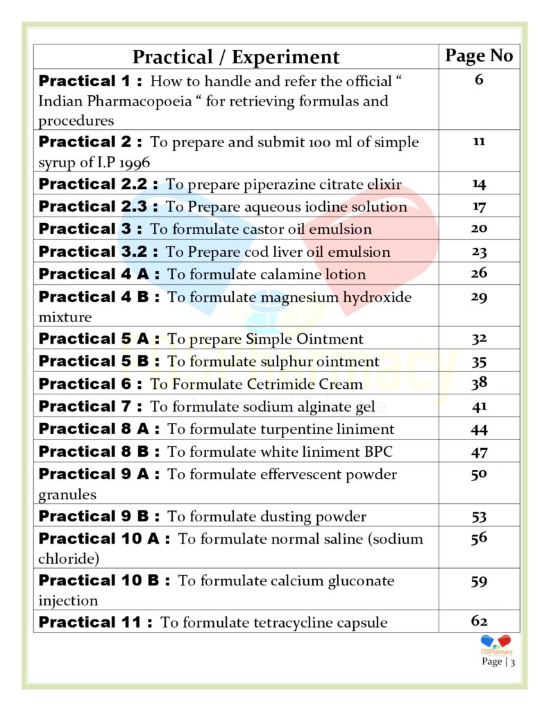Pharmaceutics Practical Manual – FDSPharmacy