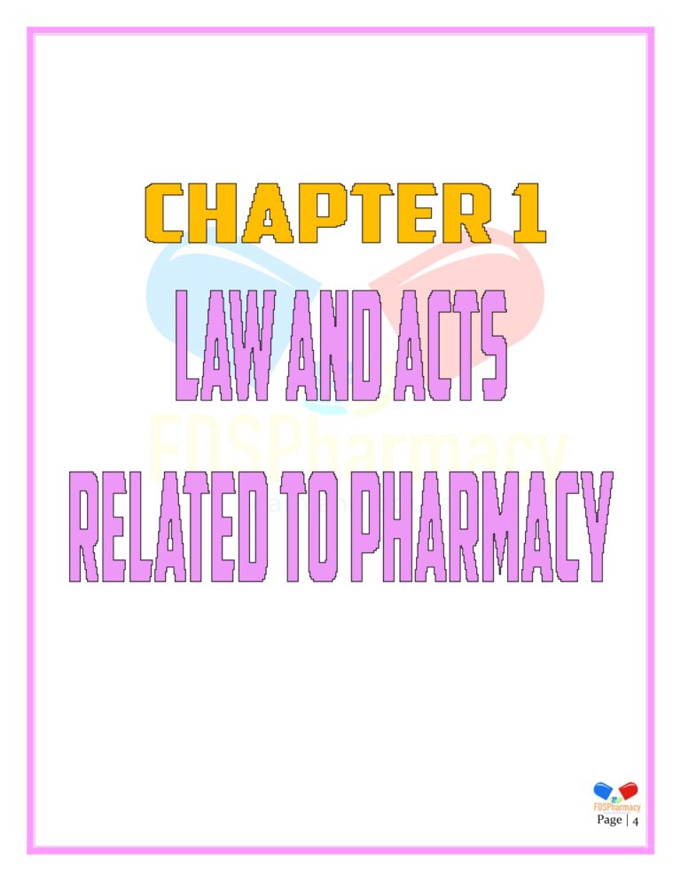 Pharmacy Law and Ethics Notes – FDSPharmacy