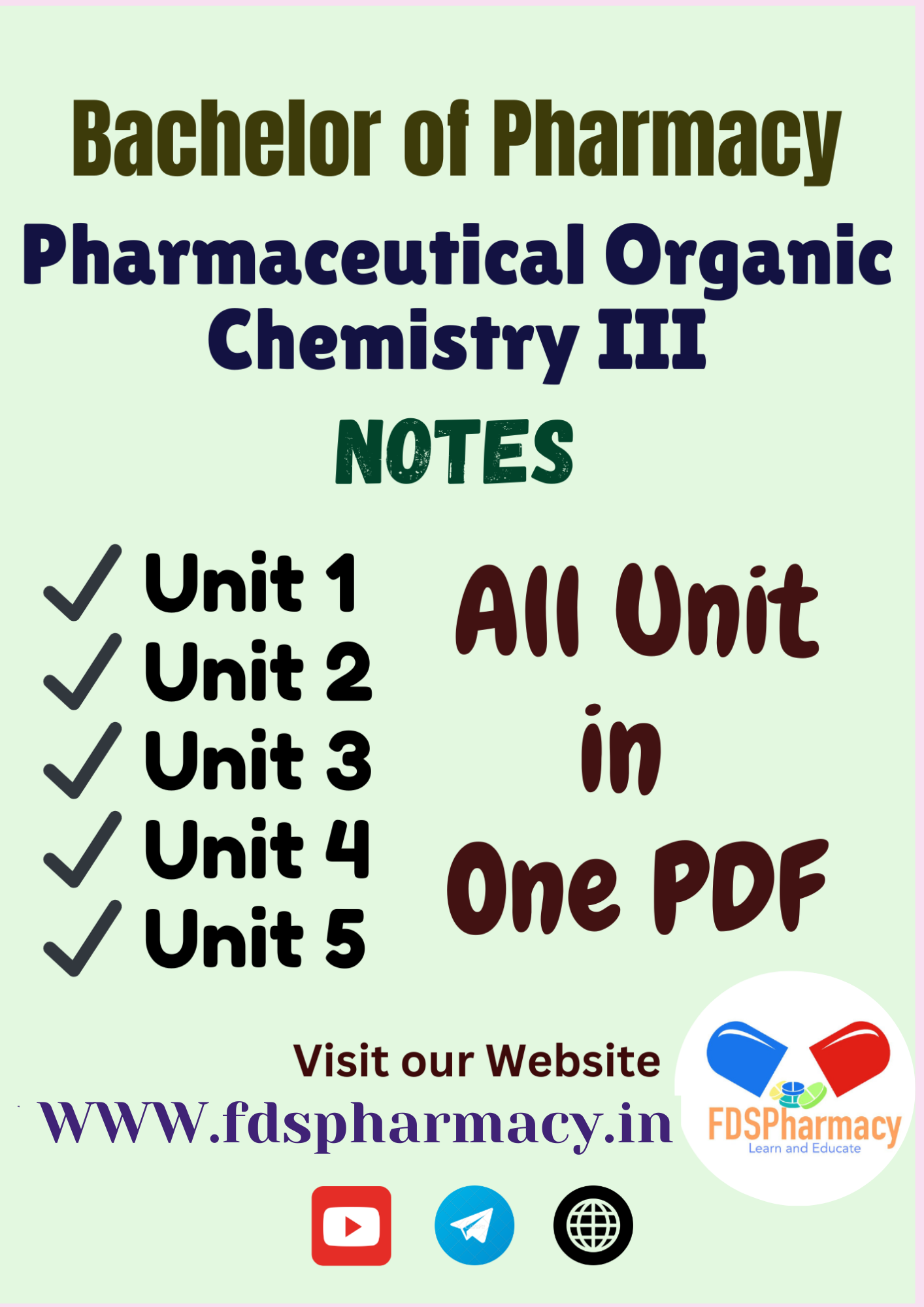 Pharmaceutical Organic Chemistry – III All Unit Notes – FDSPharmacy